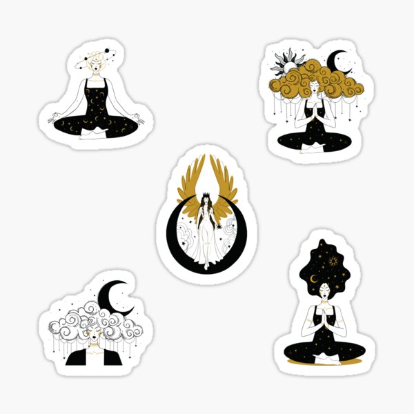 "Yoga Aesthetic Art Sticker Set" Sticker by Paws-and-Bows | Redbubble