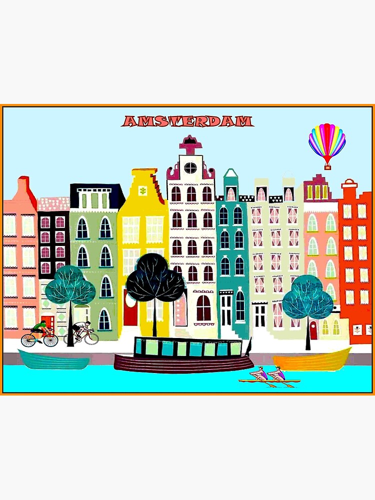 "AMSTERDAM : Abstract Bicycles Canal and Boat Print" Poster for Sale by posterbobs | Redbubble