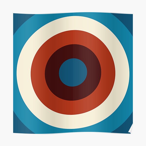 "Maroon, fire brick, antique white, dark cyan, teal concentric circles ...