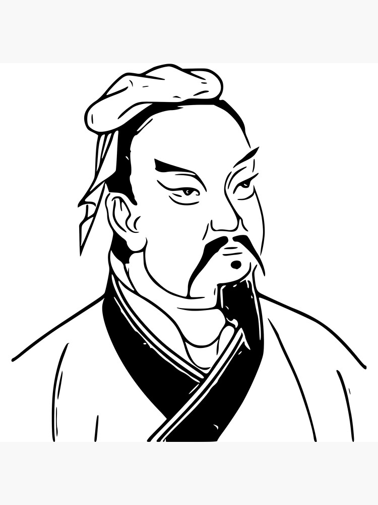 "Sun Tzu Vector | Chinese The Art of War philosopher line art" Poster ...