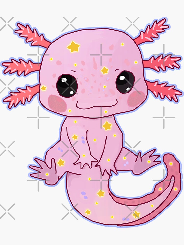 "Happy Baby Leucistic Star Axolotl" Sticker for Sale by lazarosdesign ...