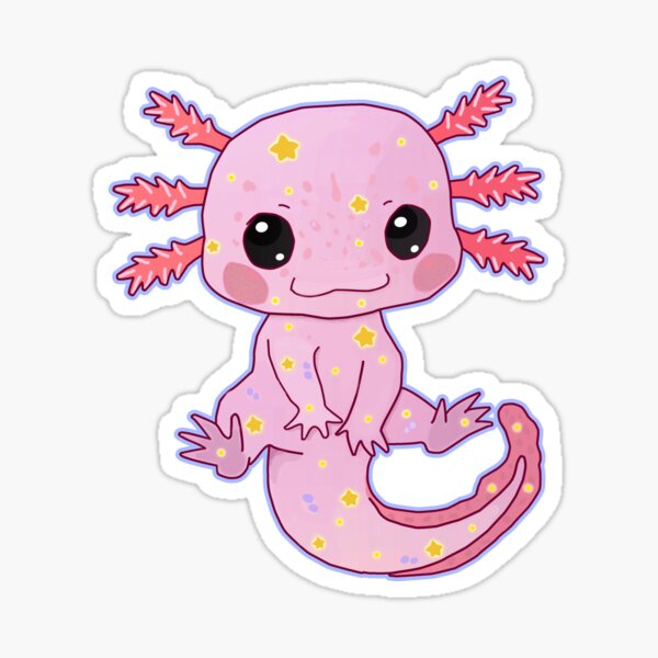 "Happy Baby Leucistic Star Axolotl" Sticker for Sale by lazarosdesign ...