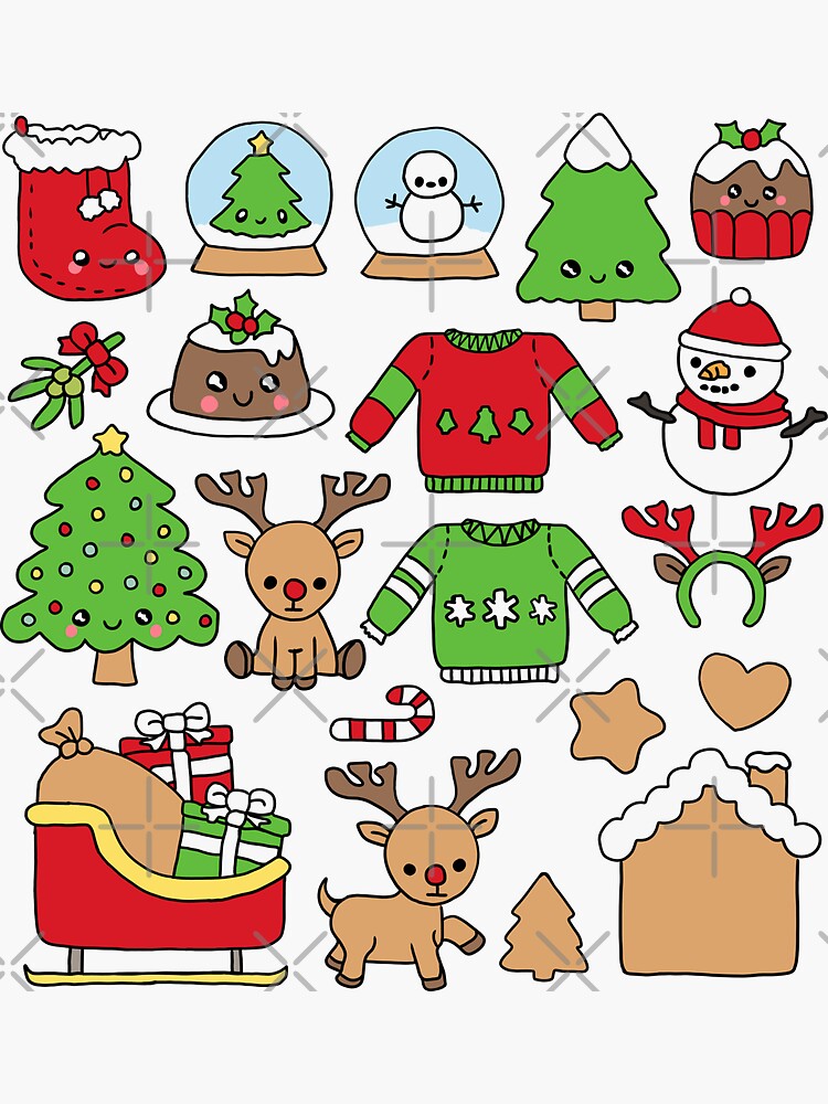 "Cute Christmas Sticker Pack" Sticker for Sale by salonis1 | Redbubble