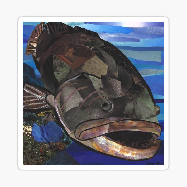 "Grouper Fish Collage" Sticker by jennyblairarts | Redbubble