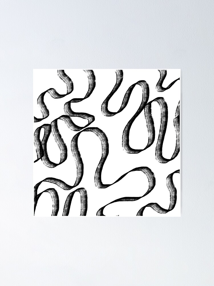 "Black Brush Stroke Squiggly Line Art Painting Pattern, made by ...