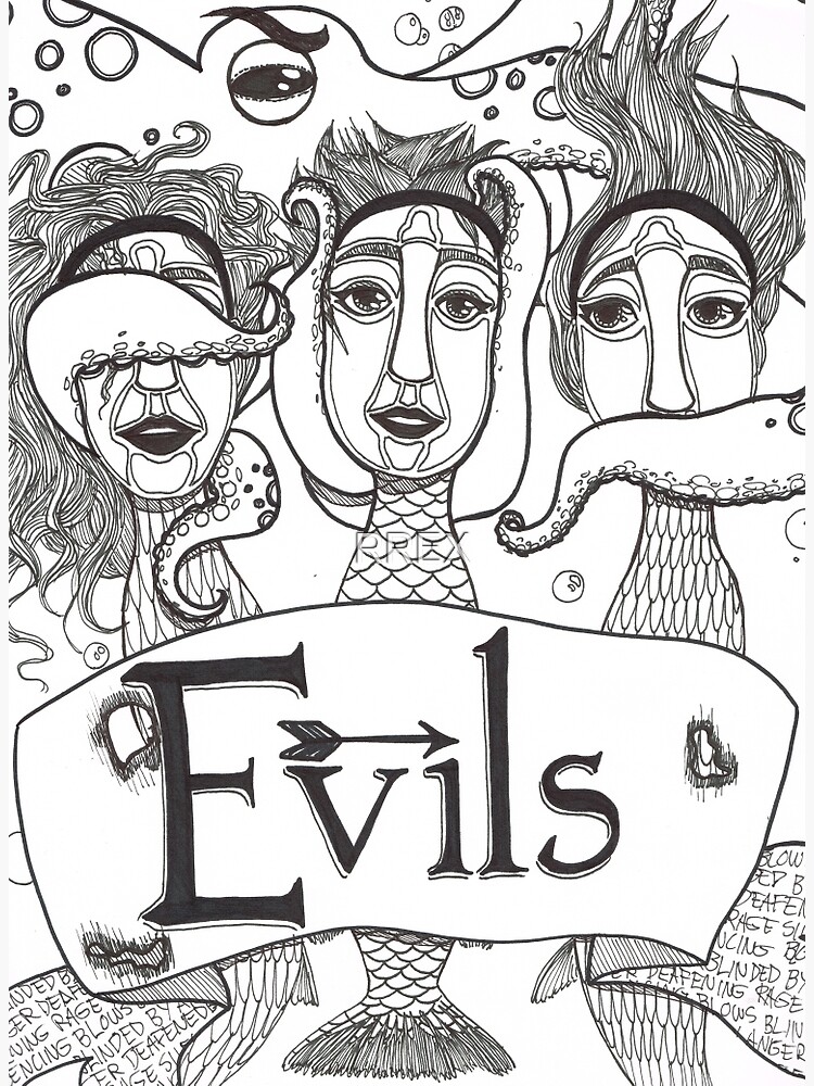 "Three Evils" Poster by RREX | Redbubble