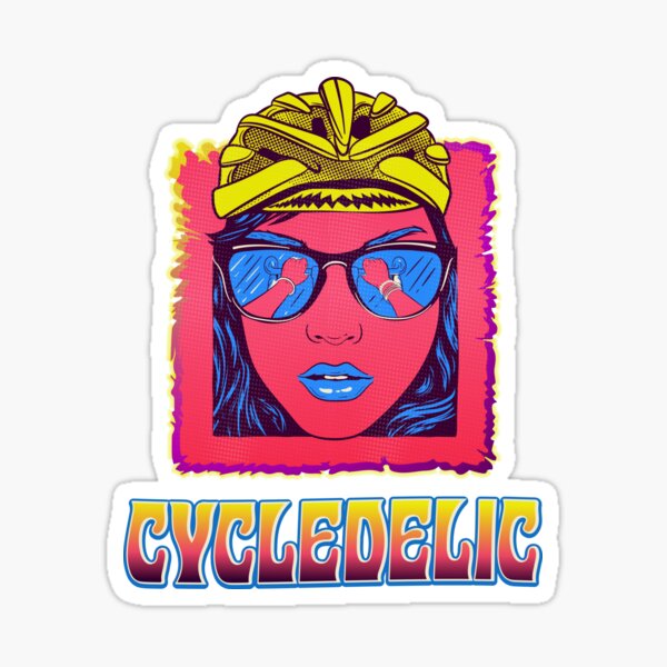 "Cycledelic biker cycling psychedelic road" Sticker for Sale by Lokoz ...