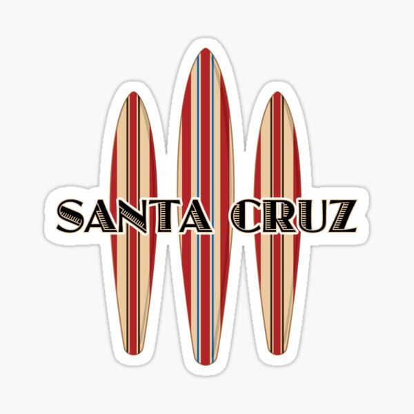 "Santa Cruz Logo California with Three Surf Boards for Black" Sticker ...