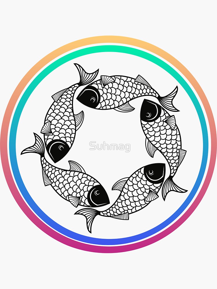 "Fish circle design" Sticker by Suhmag | Redbubble