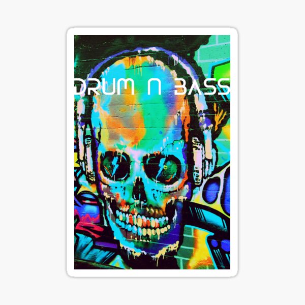 Drum N Bass Graffiti Skull Sticker For Sale By Drumandbass Redbubble
