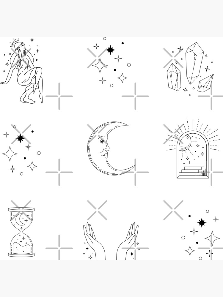"Galactic Celestial Aesthetic Sticker Pack, Bohemian Hand Drawn ...