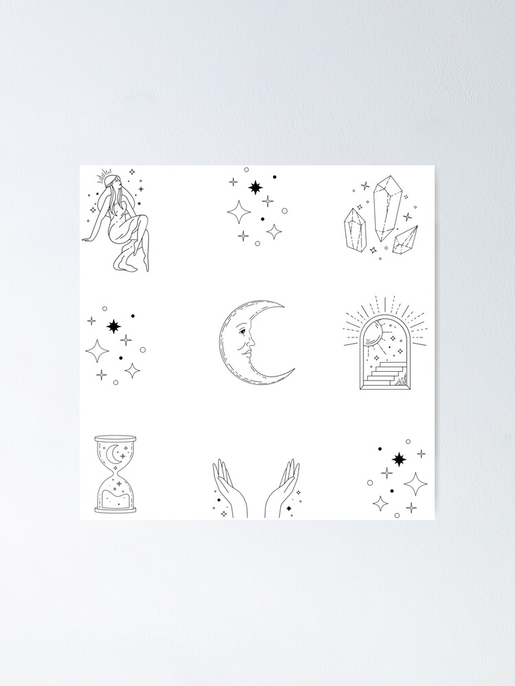 "Galactic Celestial Aesthetic Sticker Pack, Bohemian Hand Drawn ...
