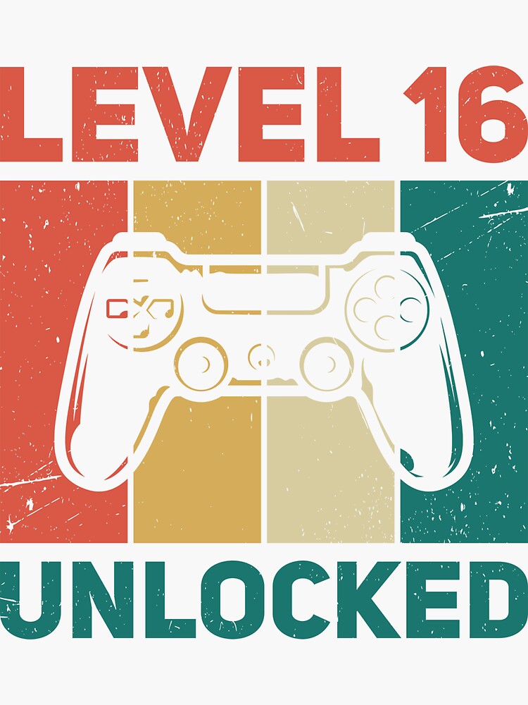 "Level 16 Unlocked" Sticker for Sale by NewArt1277 | Redbubble
