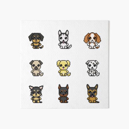 "9x Kawaii Chibi Pixel Dogs Set 1 (Dachshund, Husky, Cocker Spaniel ...