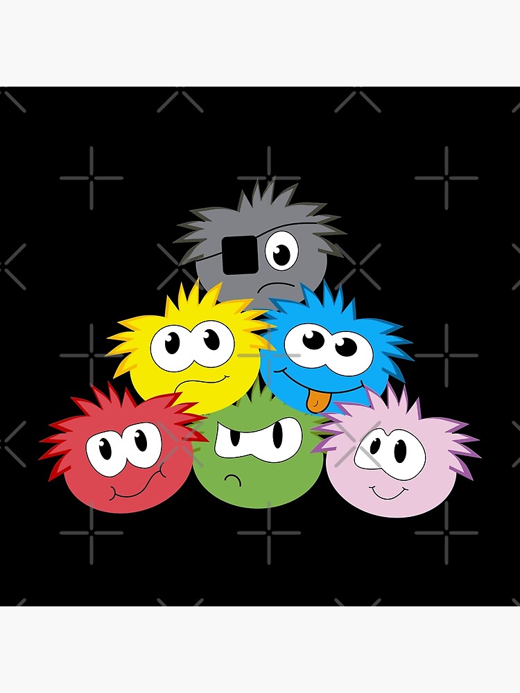 "Funny puffles, cartoon faces, smiley, emoticon with frayed hair" Art ...