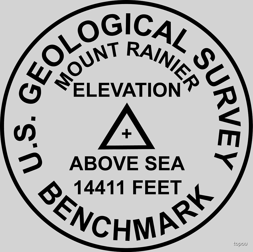 "Mount Rainier, Washington USGS Style Benchmark" by topou | Redbubble