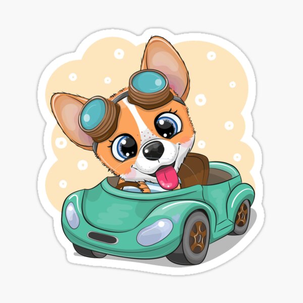 "Dog Driving A Car" Sticker by Manju-Stickers | Redbubble