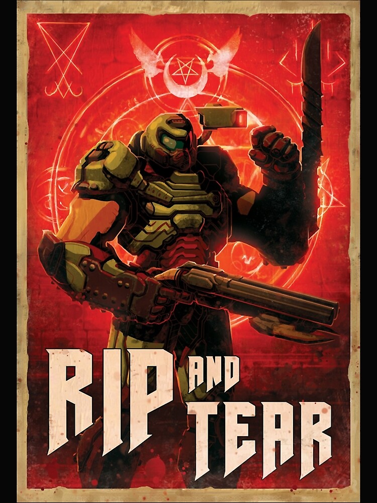 "Doom marine, Rip and Tear, Doom original retro Classic" Poster for ...