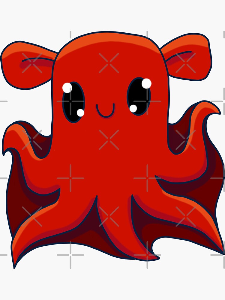 "Cute Red Dumbo Octopus" Sticker by EmmaCrafts | Redbubble