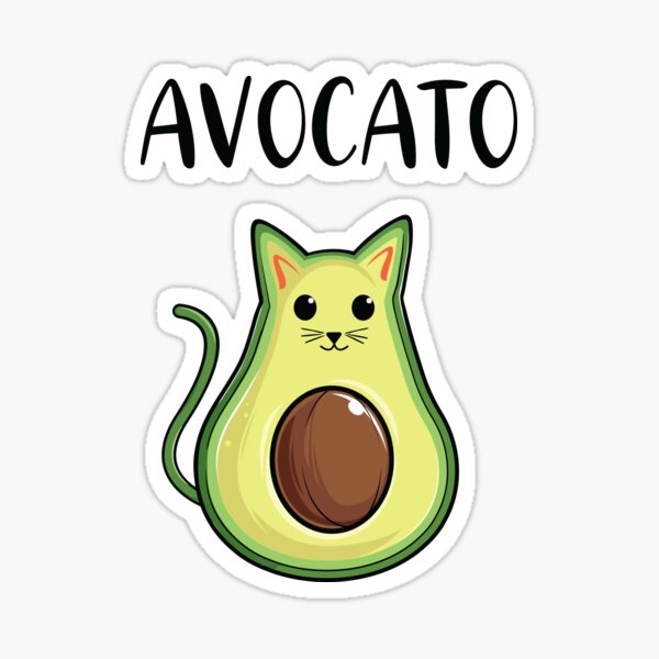 "Avocato Women Men Vegan Vegetarian Funny Avocado Cat" Sticker for Sale ...