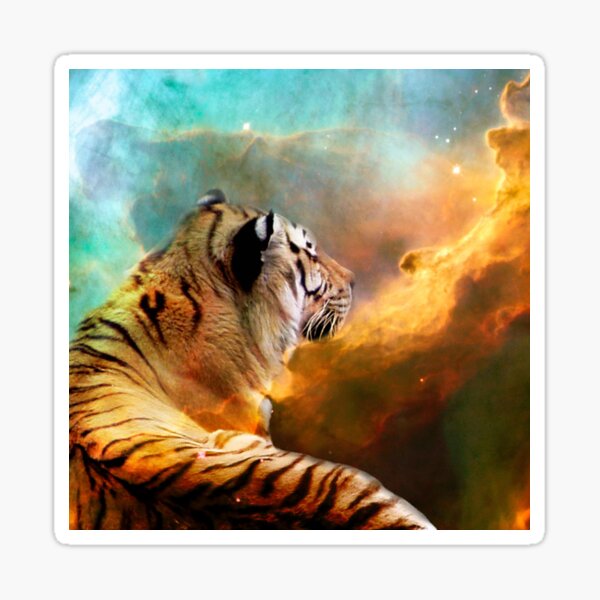 "Tiger and Nebula Sticker" Sticker by YannikSeidel | Redbubble