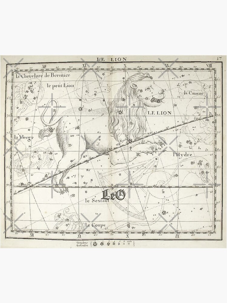Póster «Signo del zodíaco Leo, mapa estelar vintage año1795» de ...