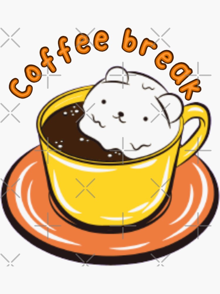 "Cute kawaii white cat having a coffee break - Cute funny coffee and ...