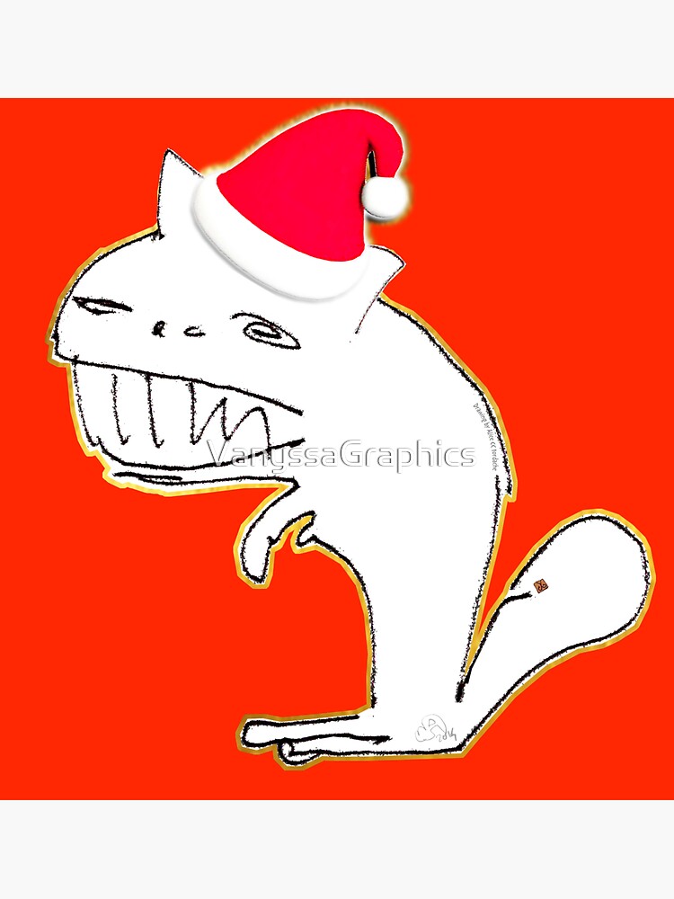 "Lucky Santa Cat (Original Drawing by Alice CCI)" Sticker for Sale by ...