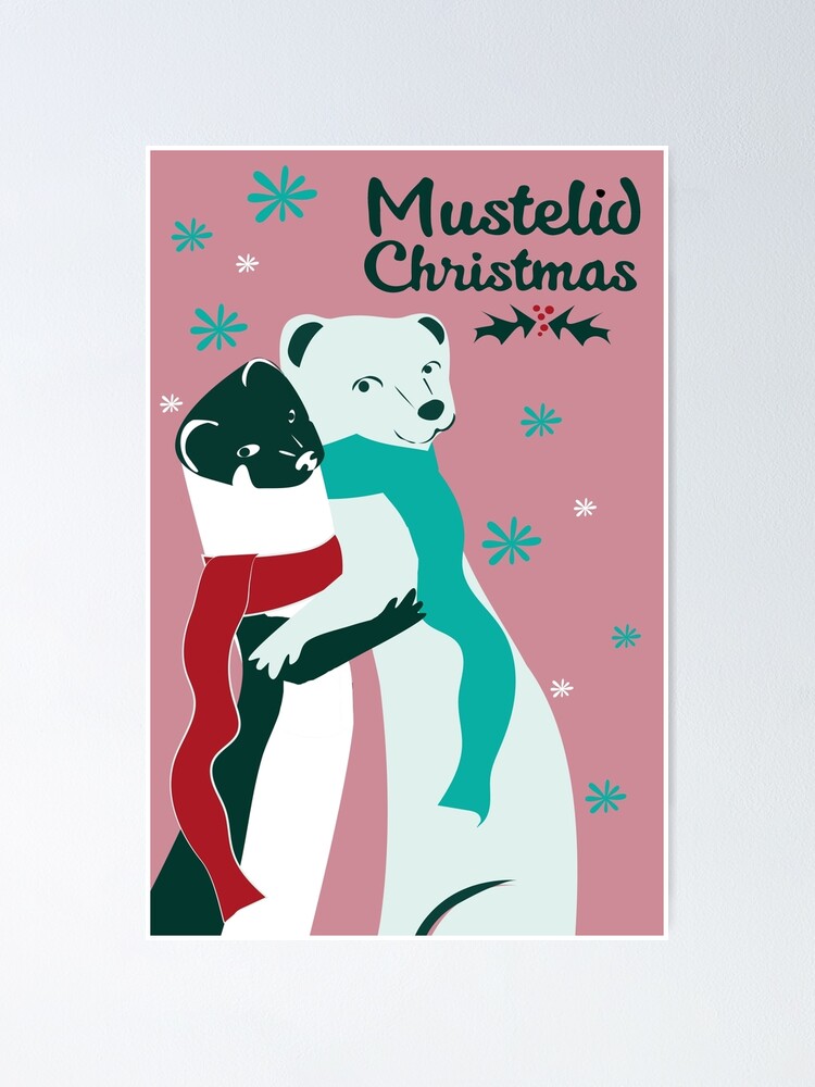 "Mustelid Christmas Weasel Hugs pink" Poster for Sale by belettelepink ...