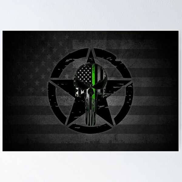 "Off road Skull Thin Green Line" Poster for Sale by artistwill | Redbubble