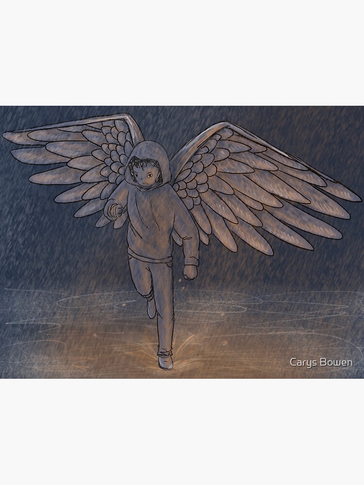 "Winged Runner in the Rain" Sticker by Cee-Lee-Bee | Redbubble