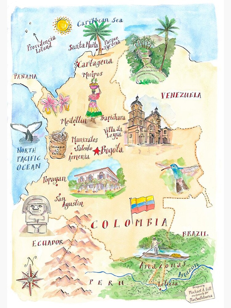 "Colombia Map Painting" Sticker for Sale by nicknickb | Redbubble