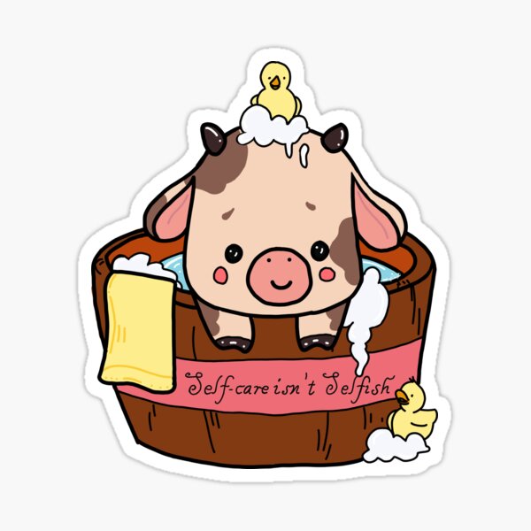 "self care cow" Sticker for Sale by zafirastarlight | Redbubble