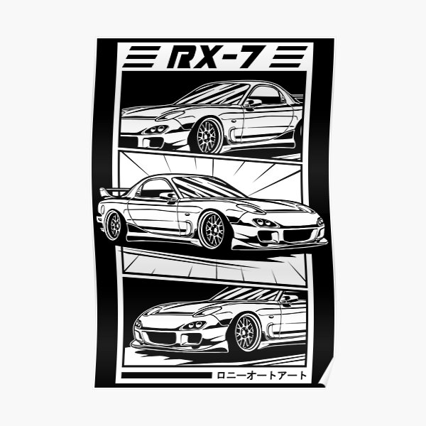 "Mazd RX7 manga style" Poster for Sale by Manga-FanArt | Redbubble