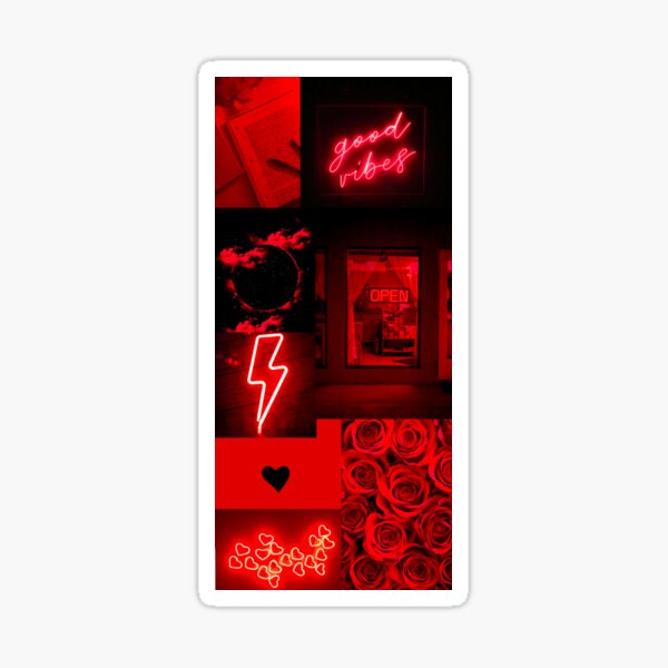 "Red Photo Collage" Sticker by monkeymakesco | Redbubble
