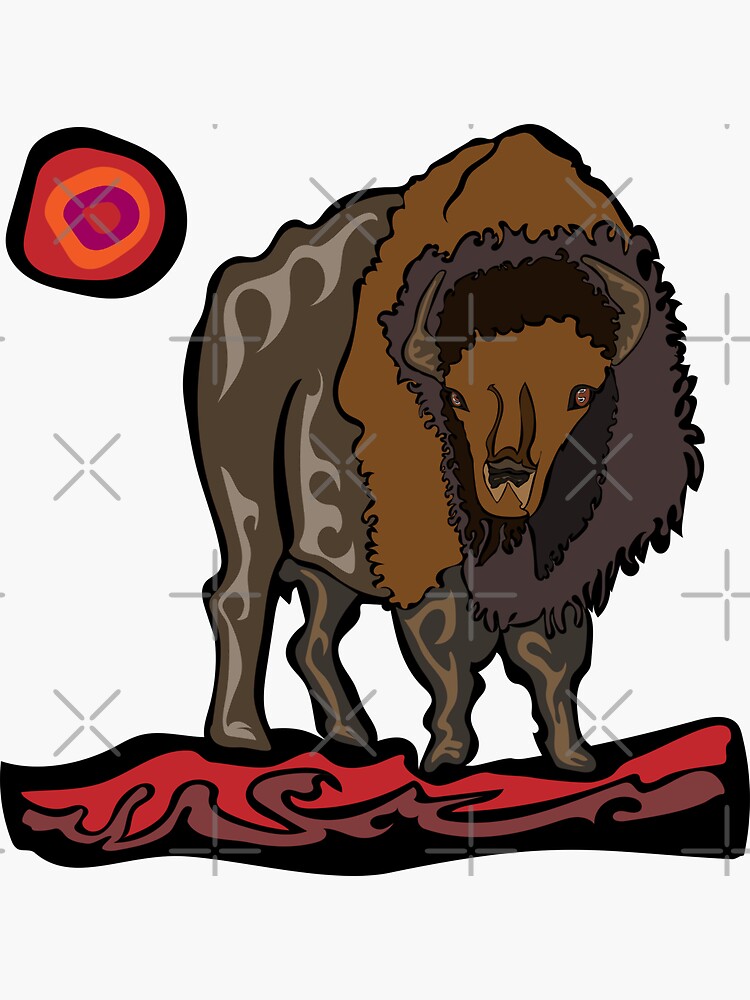 Pegatina «Buffalo Enseñanza del respeto Manaajiiwewin Ojibwe WAWEZHI ...
