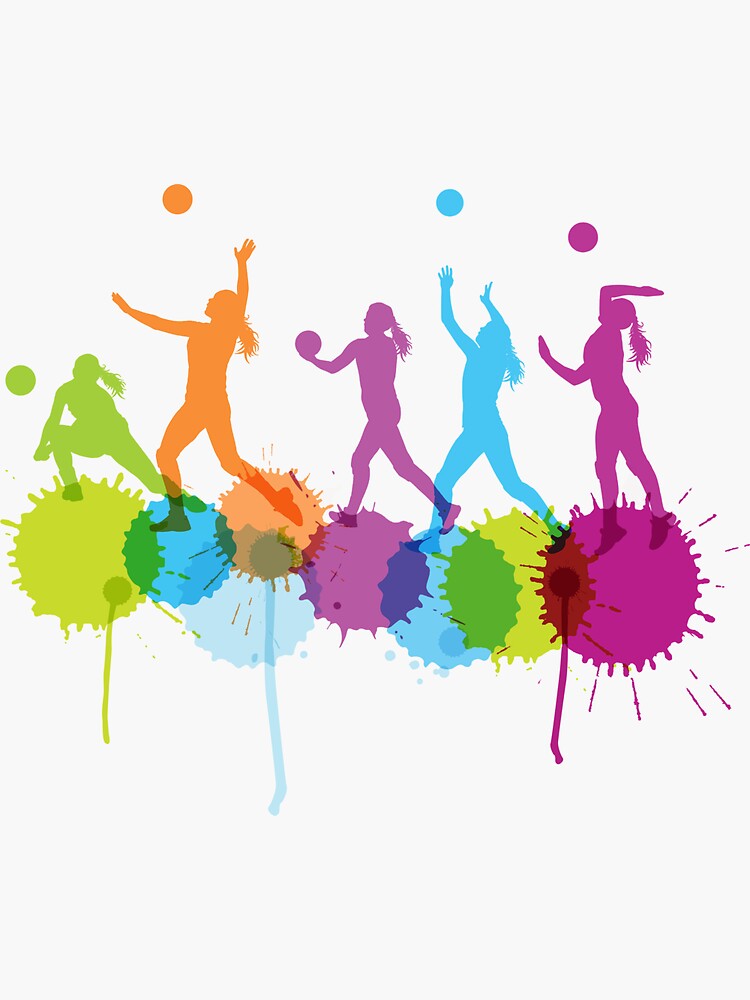 "Volleyball Color Splash Art " Sticker for Sale by RoslynArt | Redbubble