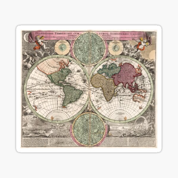 "World Map, 1716 by Homann" Sticker for Sale by nextstepdesigns | Redbubble