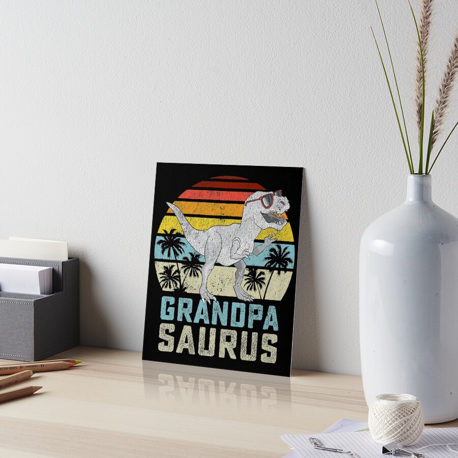 "Grandpasaurus T Rex Dinosaur Grandpa Saurus Family Matching" Art Board ...