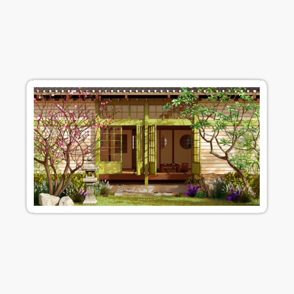 "Japanese Traditional House with Garden" Sticker by OmorphiaVisual ...