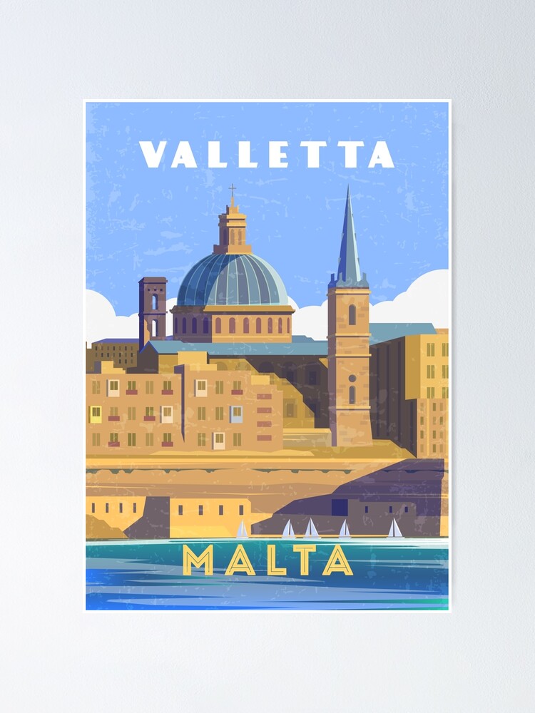 Poster « La Valette, Malte - Affiche minimaliste de voyage rétro », par ...