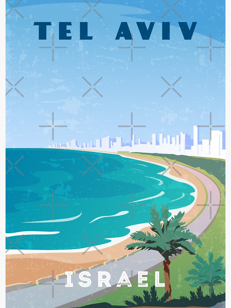 "Tel Aviv, Israel - Retro travel minimalist poster" Sticker by ...