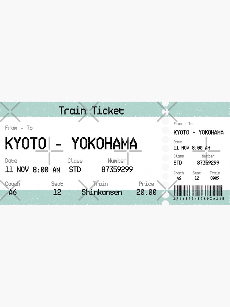 "Kyoto to Yokohama Train Ticket" Sticker for Sale by theredfoxs | Redbubble