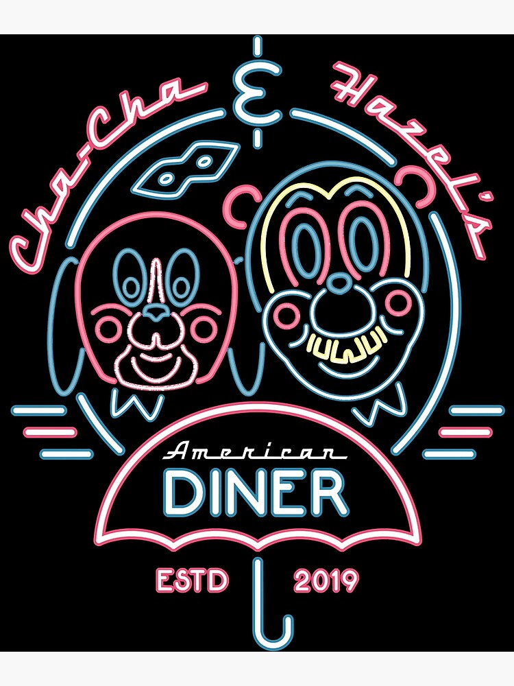 "Cha Cha Hazel Diner - Neon Umbrella Sign - Comic Book Classic" Poster ...