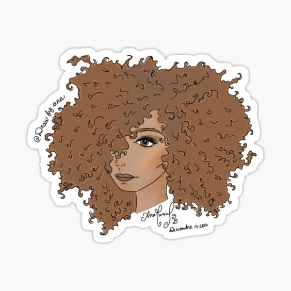 "Espectacular curly girl" Sticker by drawbyana | Redbubble