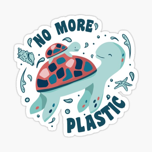 "No More Plastic Please Turtle" Sticker for Sale by KINKLOTHING | Redbubble