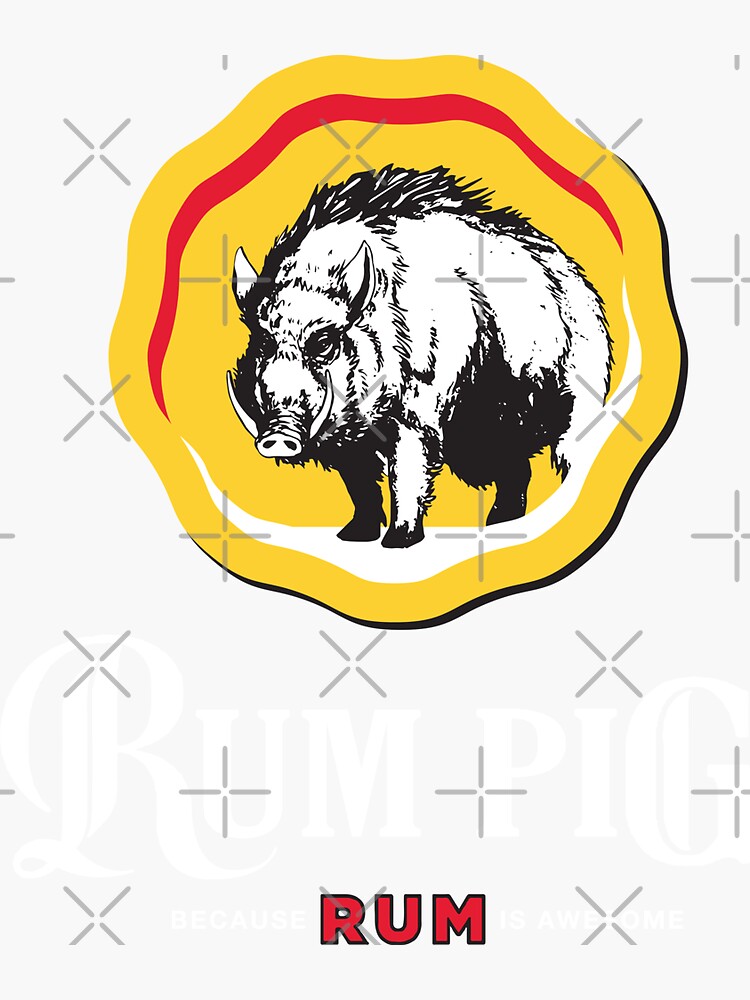 "Rum Pig Boar (white text)" Sticker for Sale by onelegiondesign | Redbubble