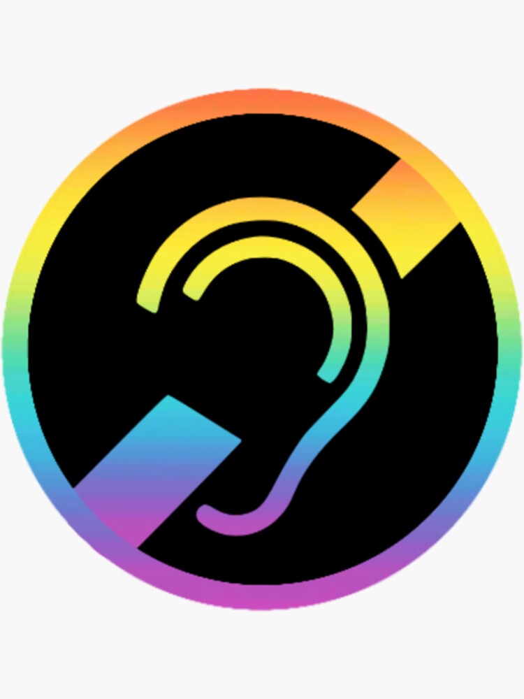 "Hearing impaired - Deaf symbol Rainbow colors " Sticker for Sale by ...