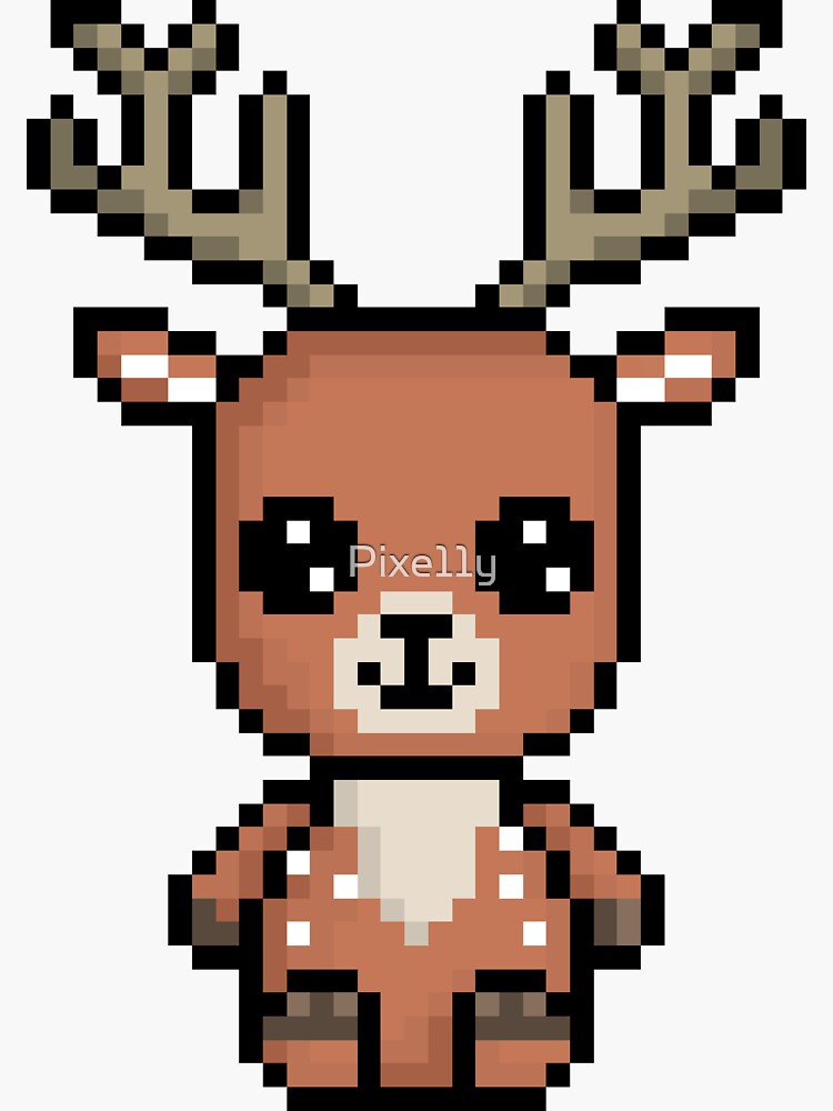 "Cute Stag (Chibi Pixel Animal Character)" Sticker by Pixe11y | Redbubble