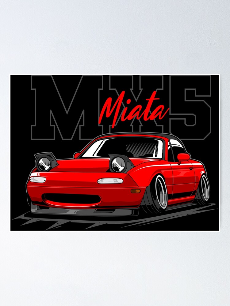 "red miata jdm car" Poster for Sale by wellyans | Redbubble